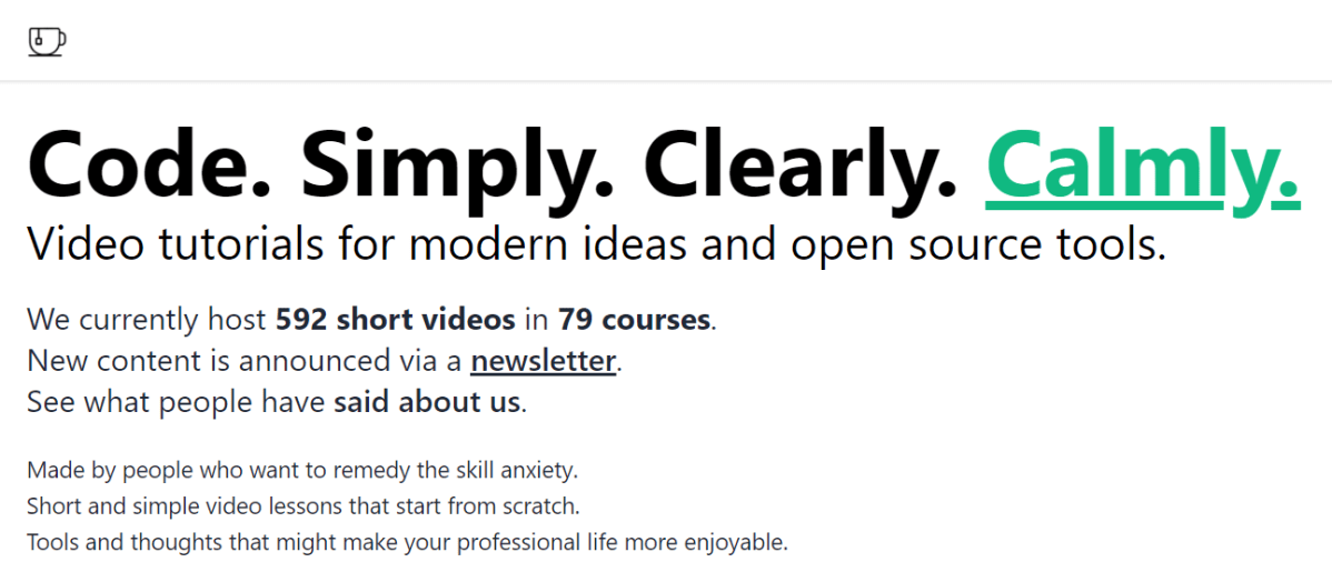 calmcode.io > video tutorials for open source tools – paulvanderlaken.com